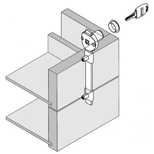 BMB 1201.100 Κλειδαριά συρταριέρας πλαϊνή (μονοκόμματη γλώσσα)