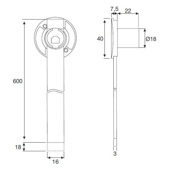 BMB 1201.100 Κλειδαριά συρταριέρας πλαϊνή (μονοκόμματη γλώσσα)